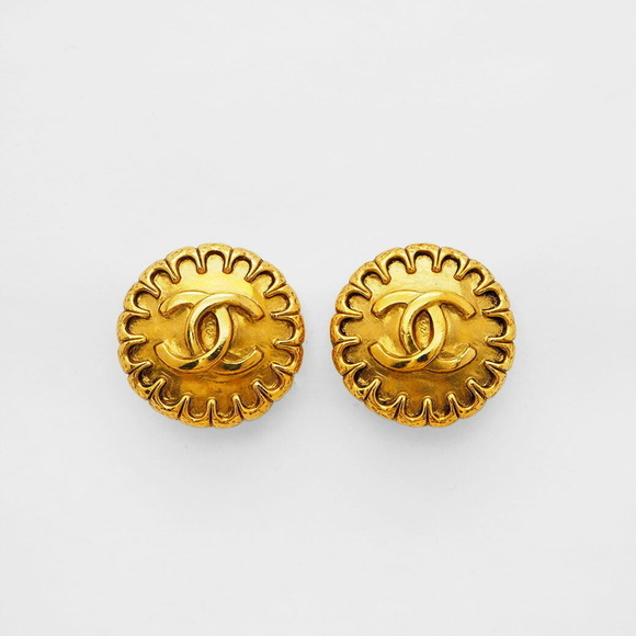 CHANEL | Jewelry | Chanel Round Coco Earrings 97p Gold Womens | Poshmark